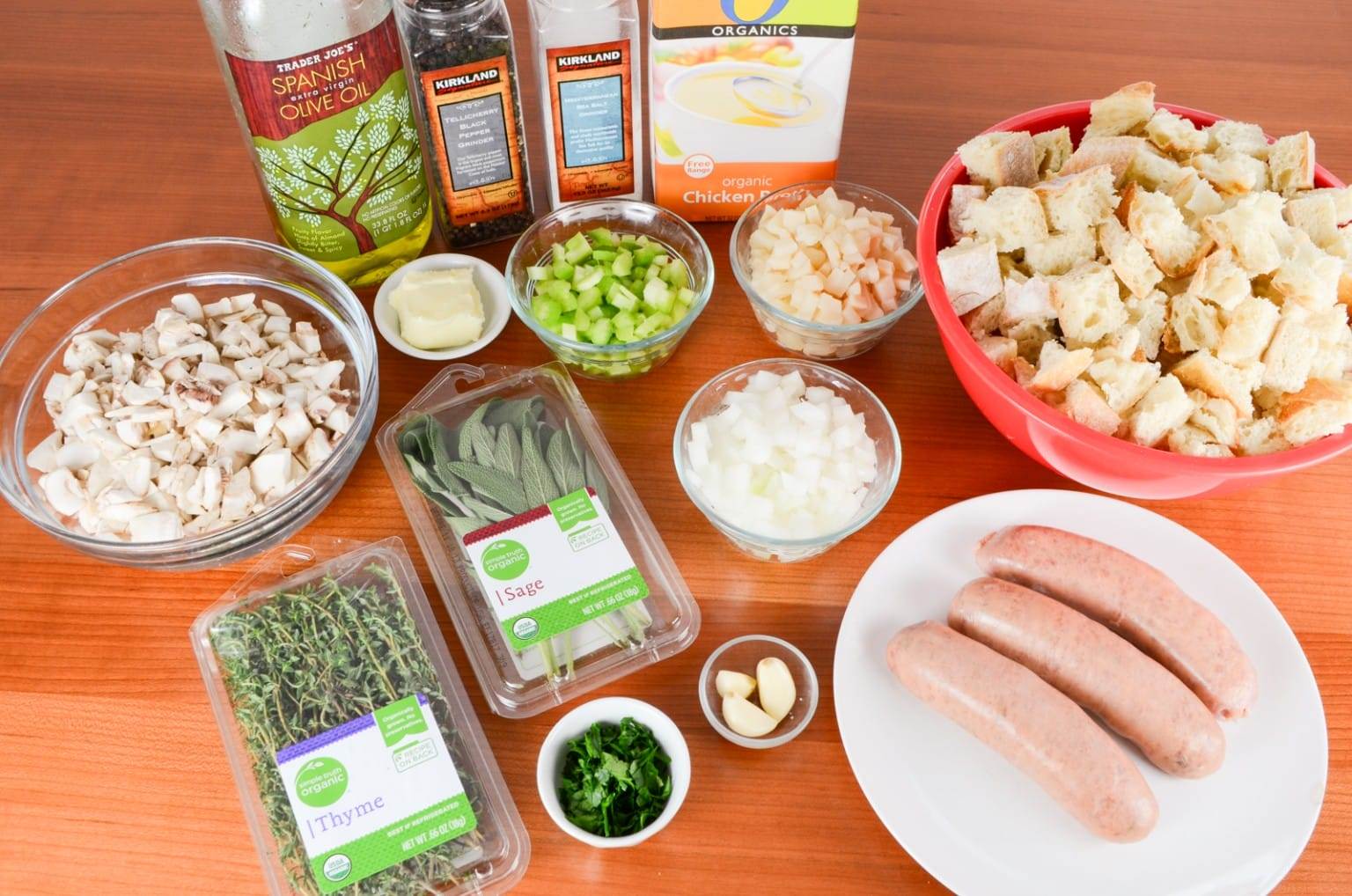 Stuffing with Turkey Italian Sausage, Mushrooms, and Water Chestnuts ...