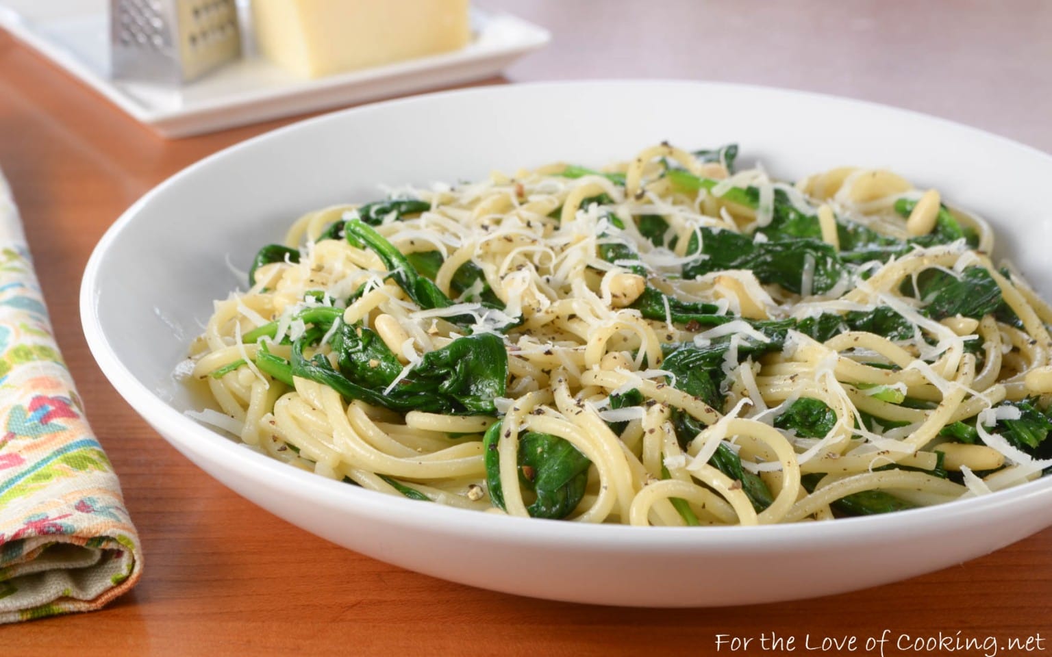 Spaghetti with Garlicky Spinach, Parmesan, and Toasted Pine Nuts | For ...