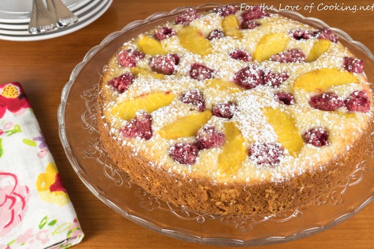 Raspberry-Peach Cake | For the Love of Cooking