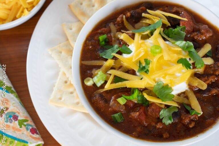 Beef Chili with Bacon and Black Beans | For the Love of Cooking