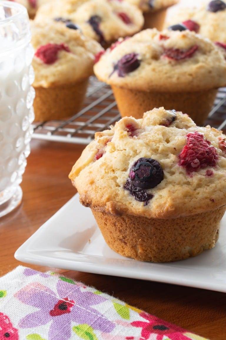 Triple Berry Muffins | For the Love of Cooking