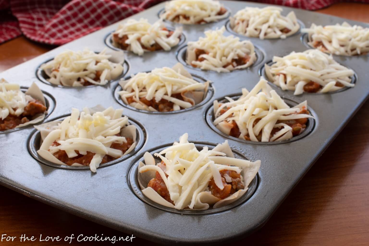 Mini Lasagna Cups | For the Love of Cooking