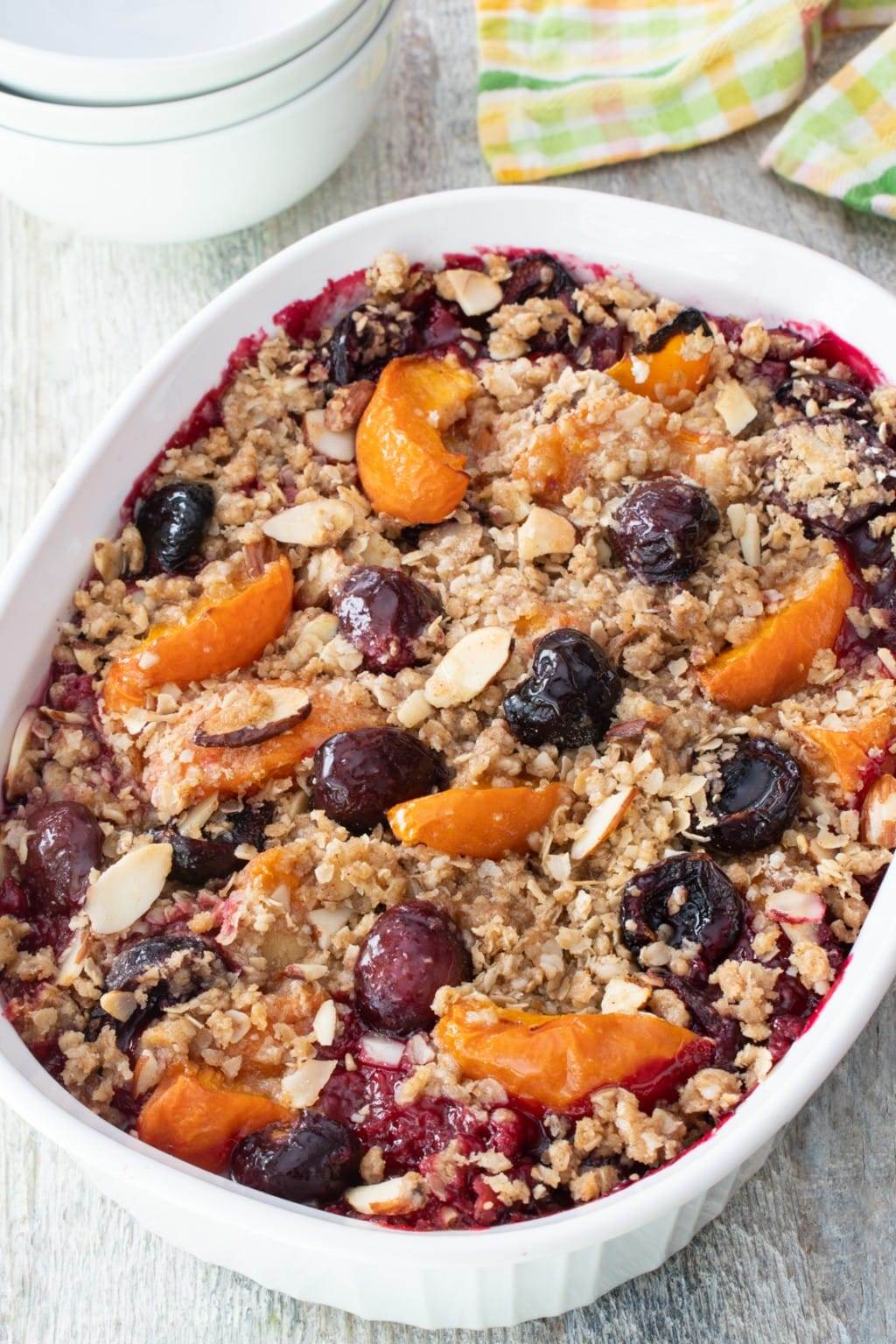 Apricot and Cherry Crisp | For the Love of Cooking