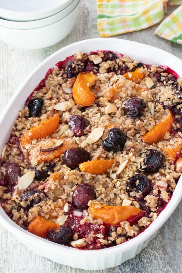 Apricot and Cherry Crisp | For the Love of Cooking