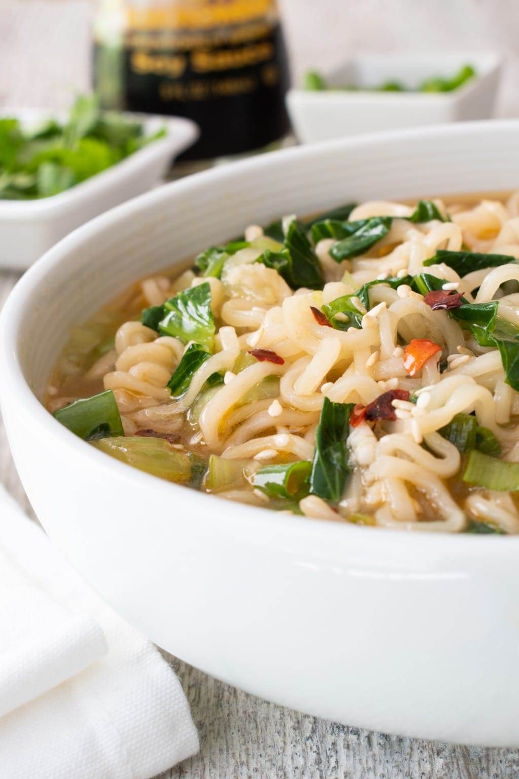 Spicy Ginger Bok Choy Soup with Noodles | For the Love of Cooking