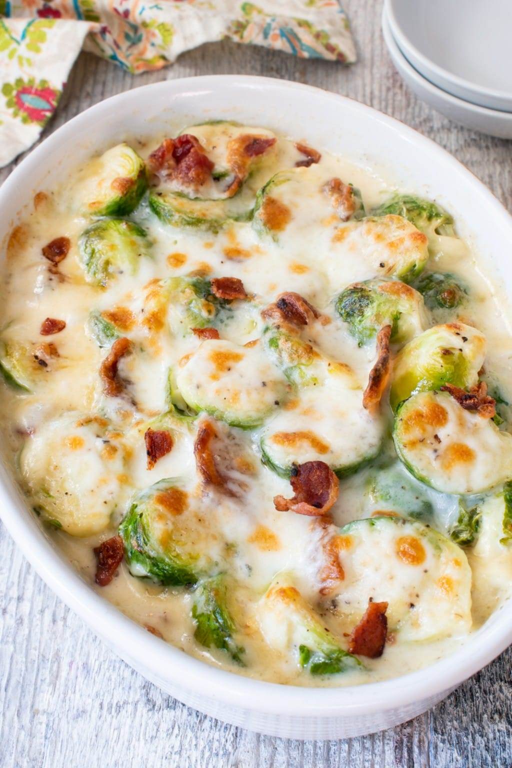 Creamy Garlic Parmesan Brussels Sprouts with Bacon | For the Love of ...