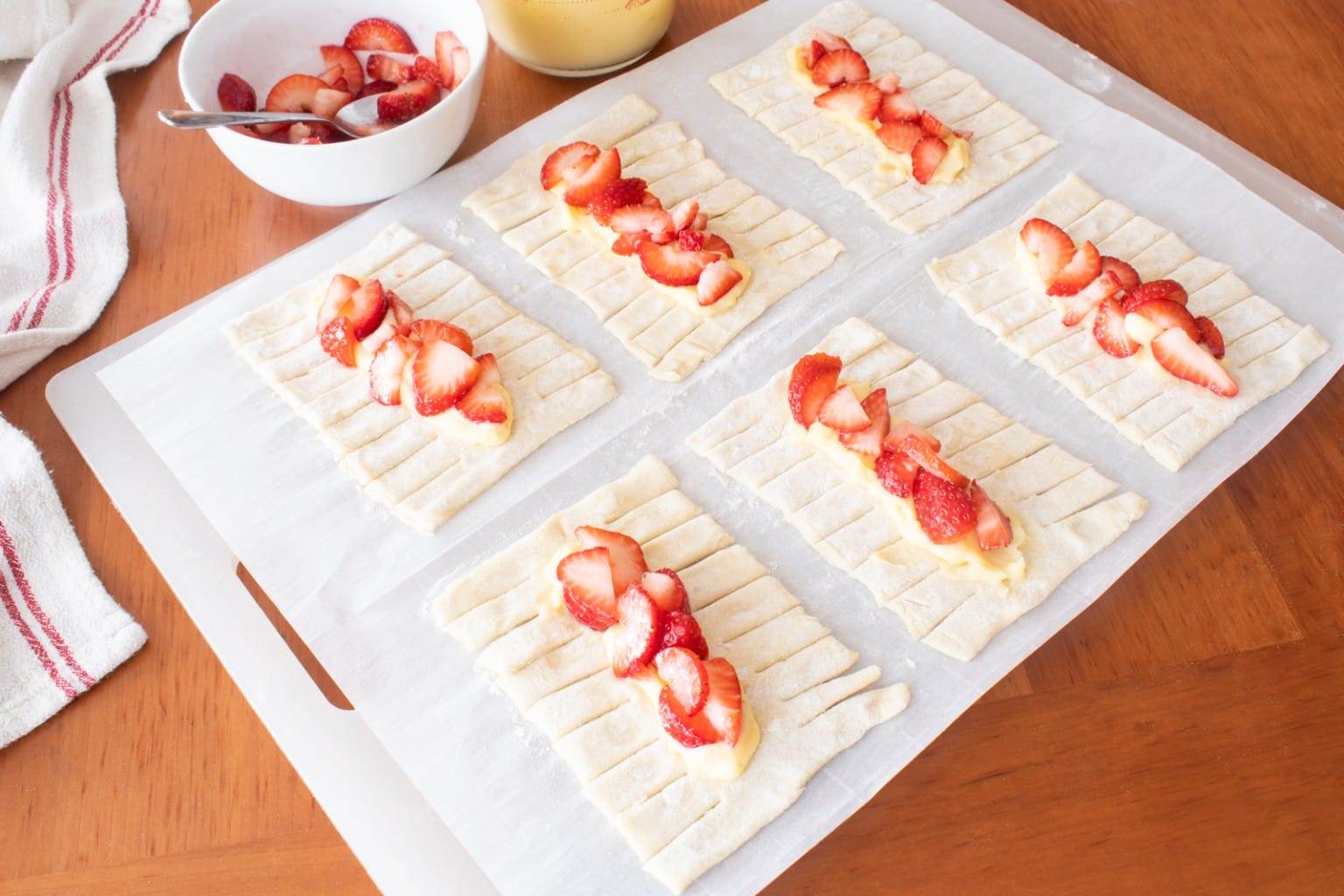 Mini Strawberry Puff Pastry Braids | For the Love of Cooking