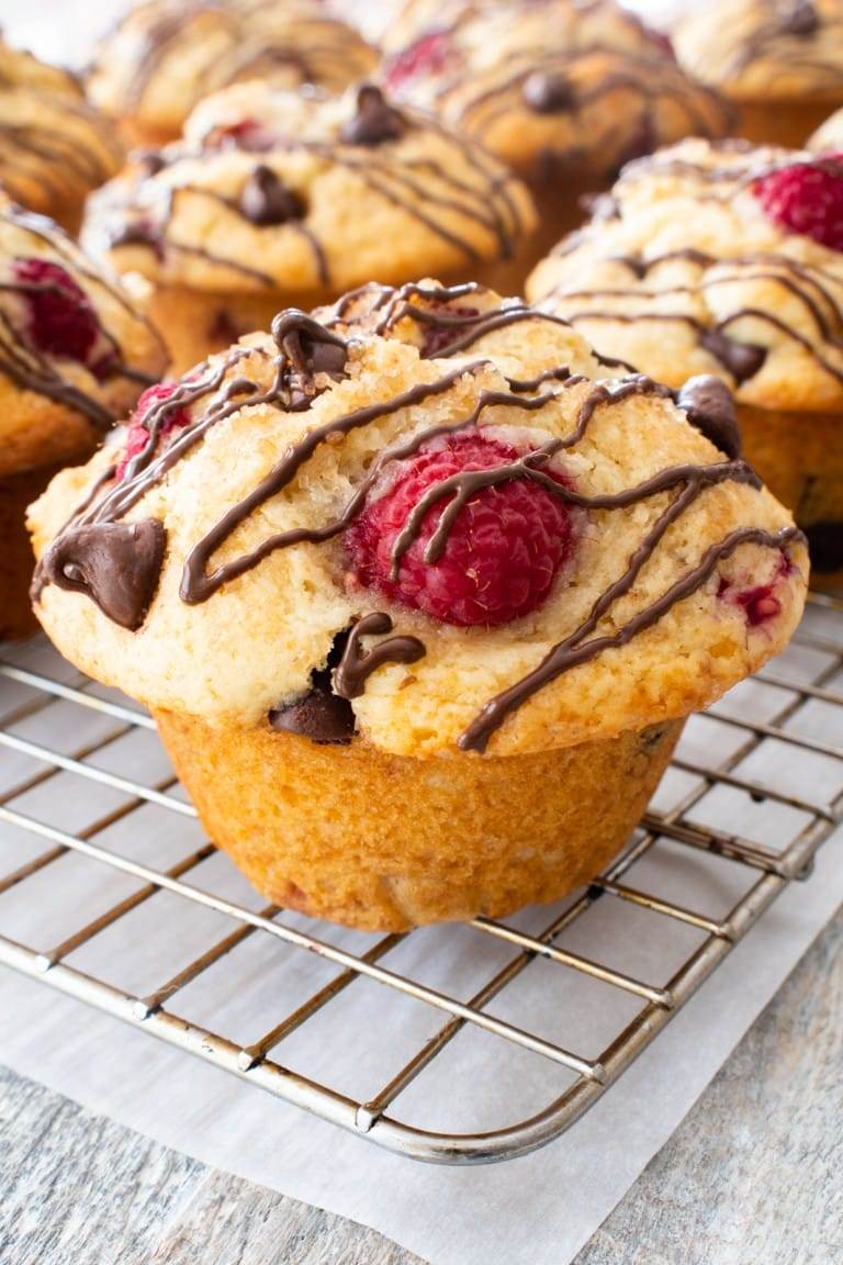 Raspberry Chocolate Chip Muffins | For the Love of Cooking