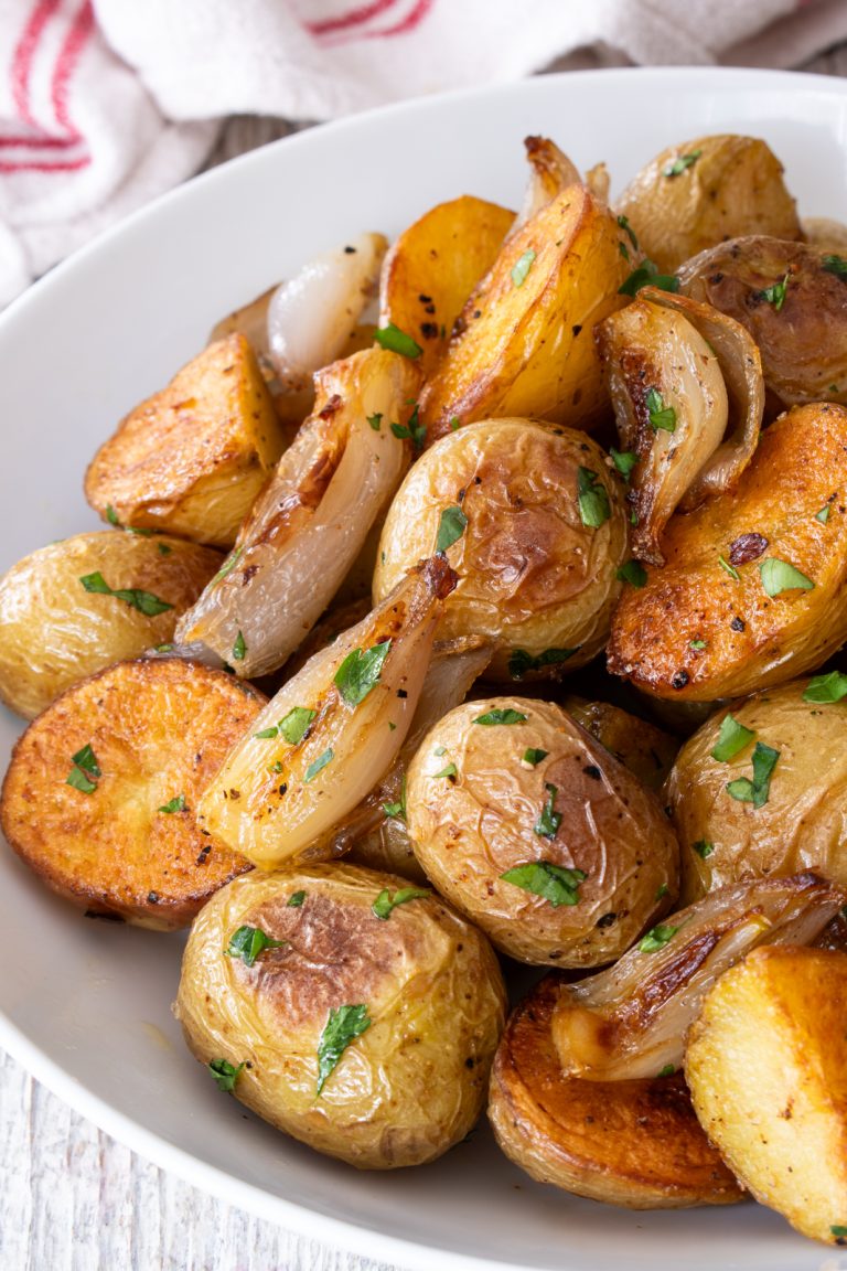 Roasted Baby Potatoes with Shallots | For the Love of Cooking